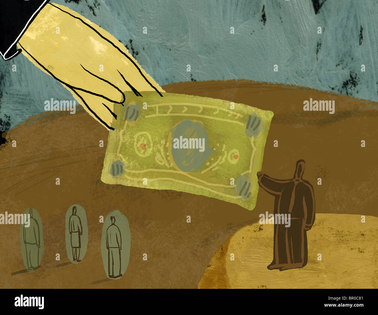 Illustration of a man getting paid Stock Photo - Alamy