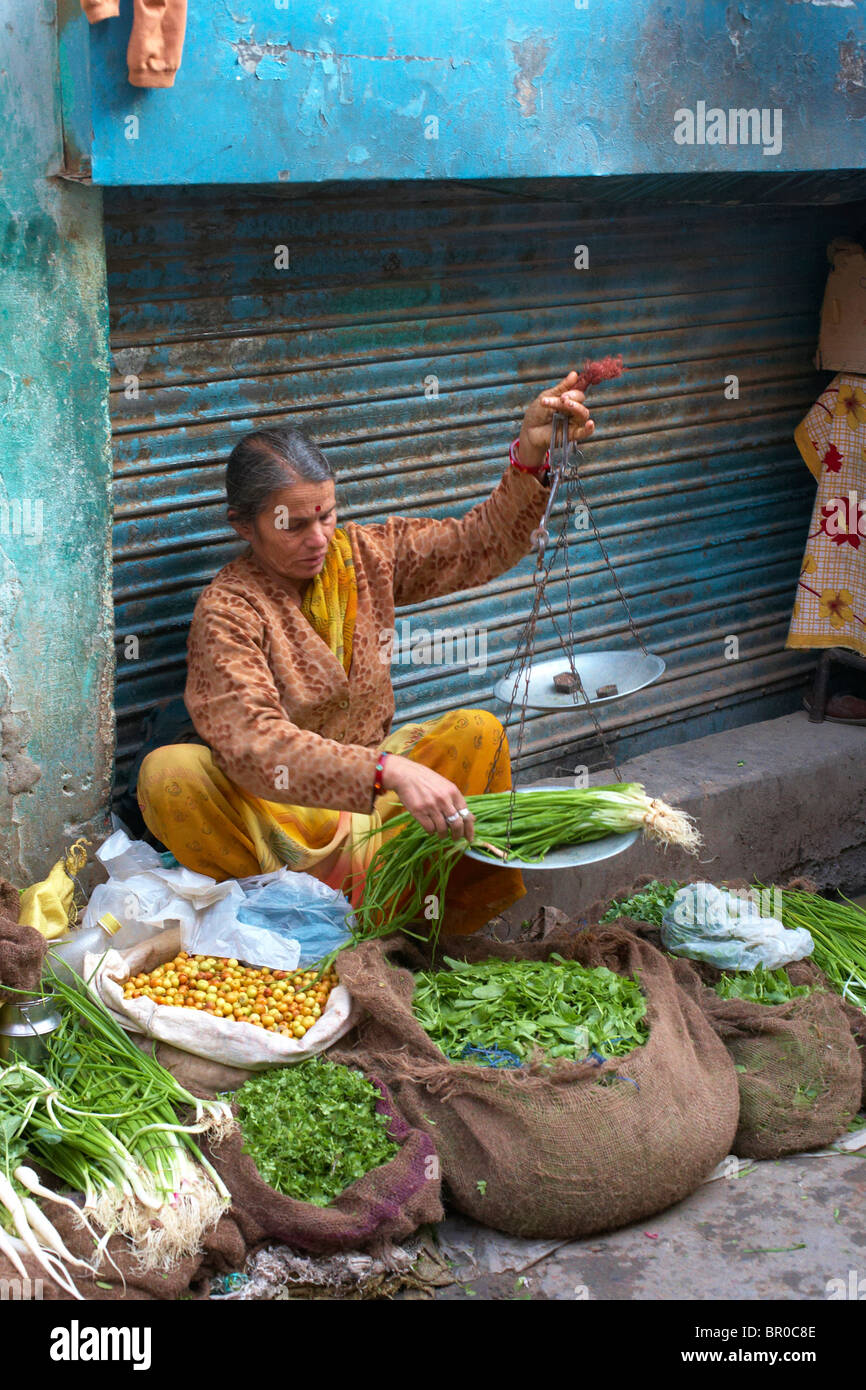 Market seller in the city of Bikaner Stock Photo - Alamy