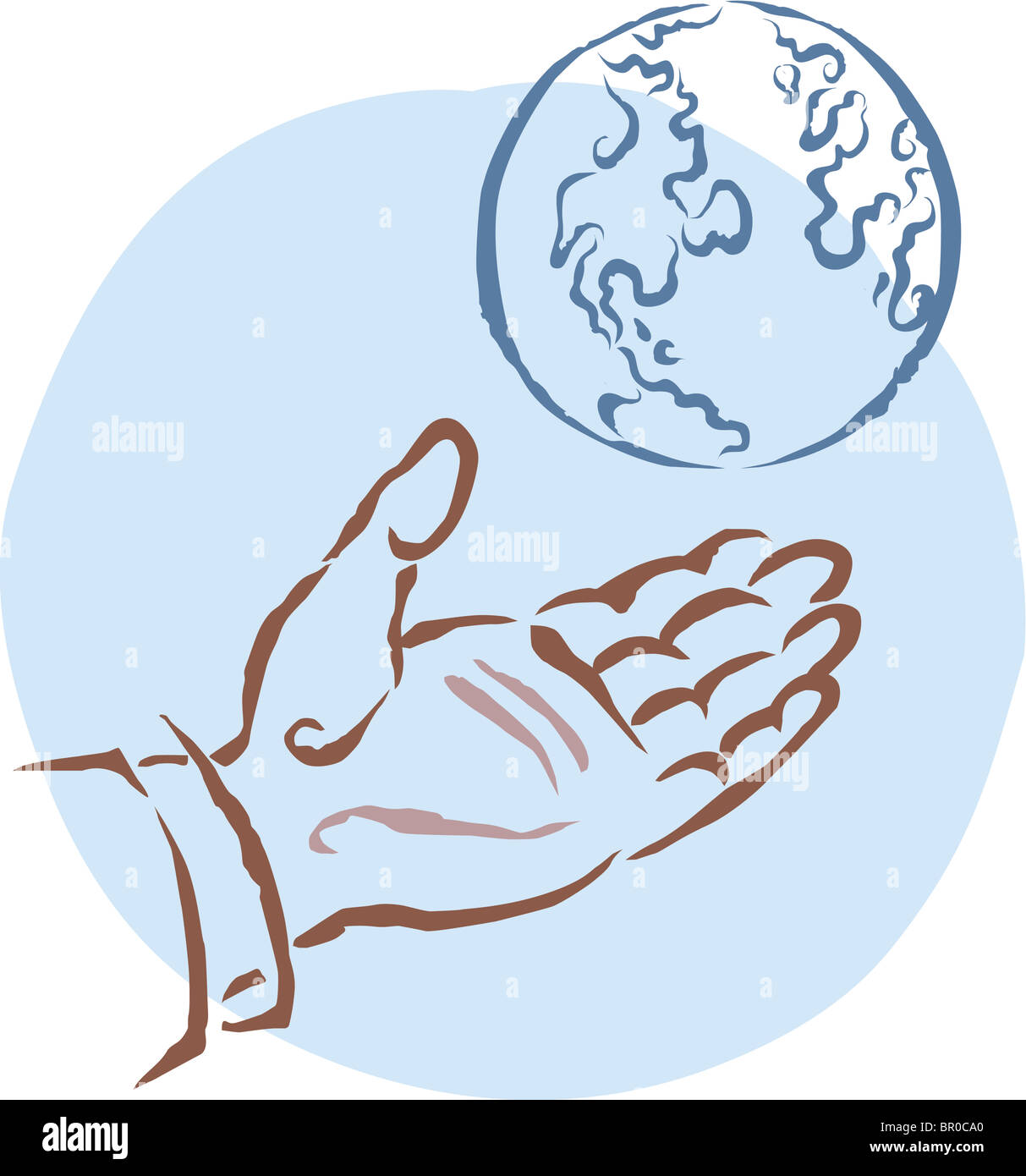 A hand reaching for the earth Stock Photo - Alamy