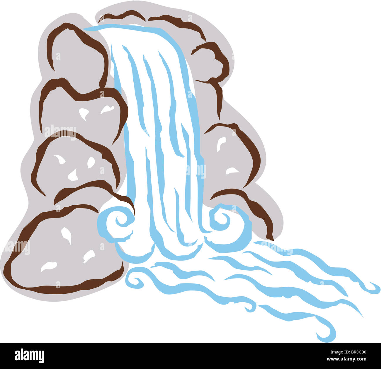 Waterfall flow rocks Cut Out Stock Images & Pictures - Alamy