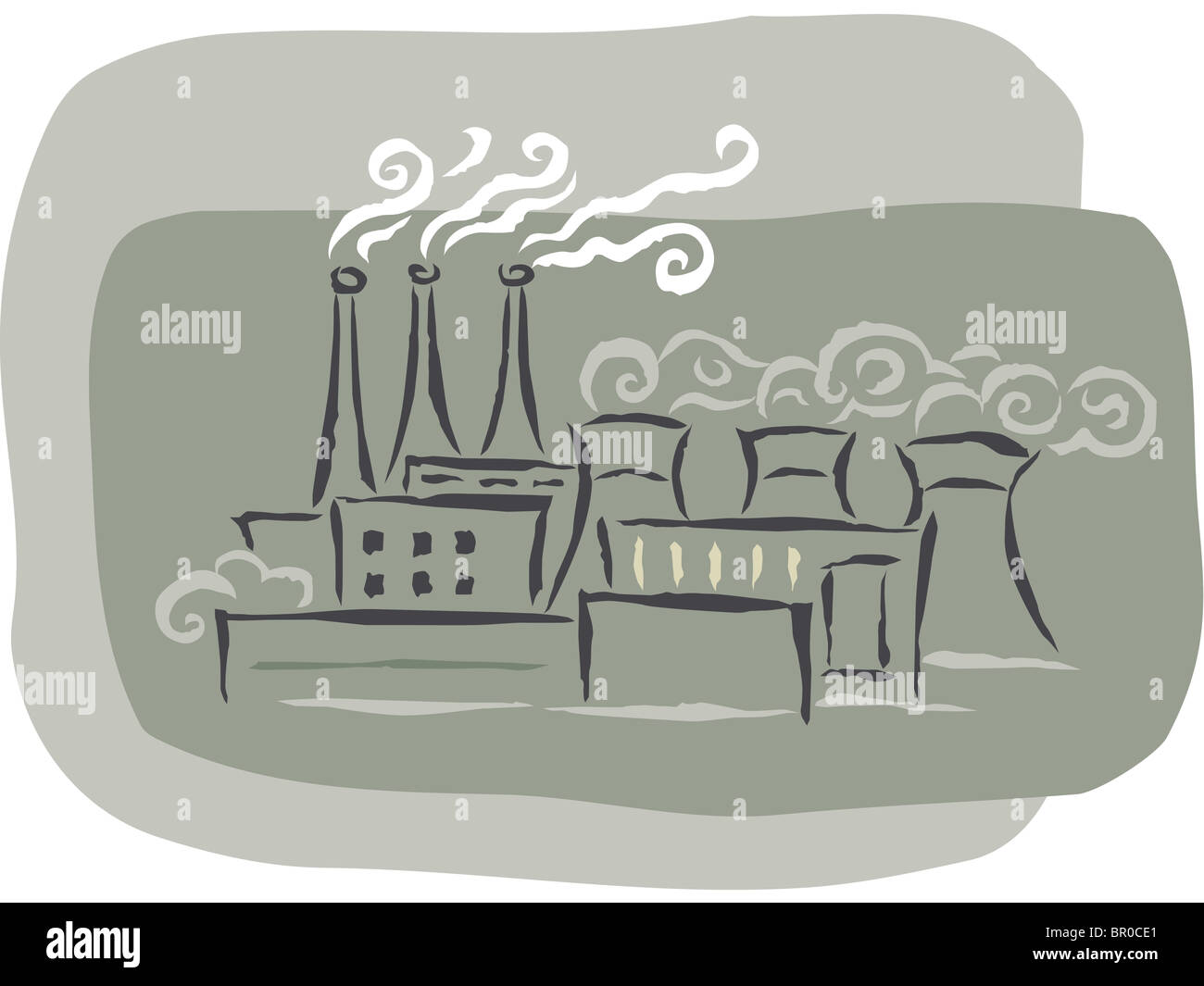 A factory with smoke stacks emitting fumes Stock Photo - Alamy