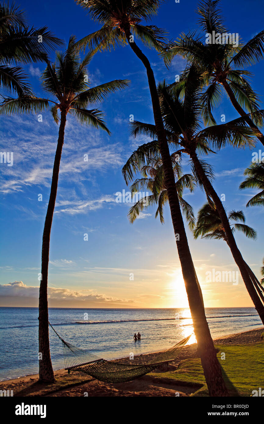pacific sunset at kaanapali beach on maui in hawaii Stock Photo - Alamy