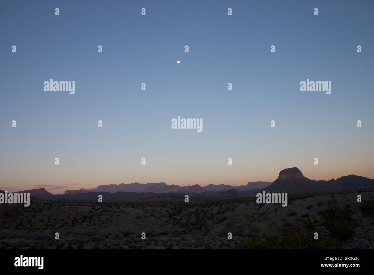 The moon rises over Big Bend National Park, Texas Stock Photo - Alamy