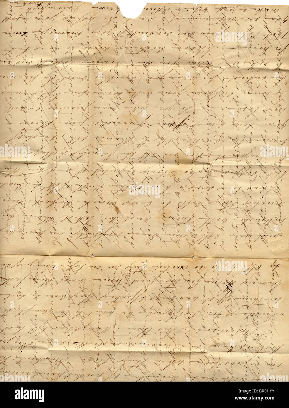 An old letter with handwriting and fold marks Stock Photo - Alamy