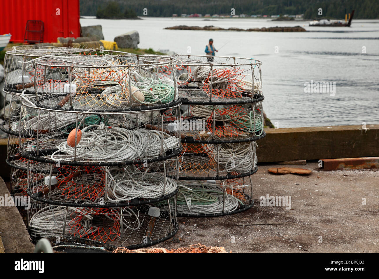Crab traps with rope and buoys ready foruse hi-res stock photography ...