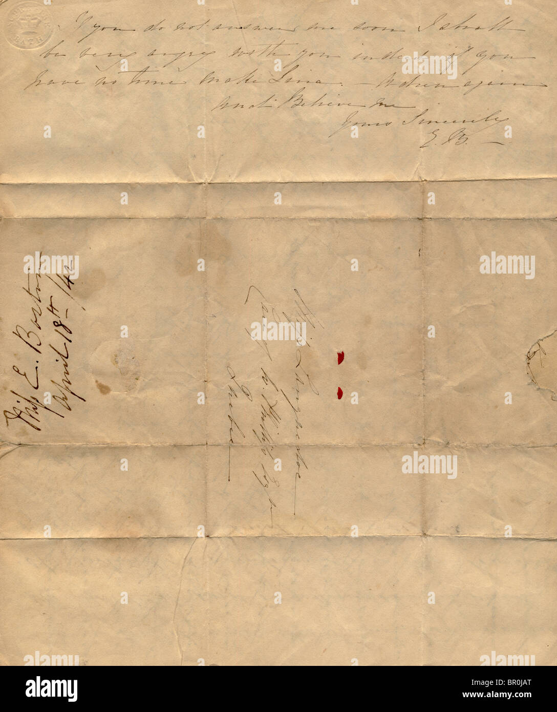 An old letter with fold marks and faded handwriting Stock Photo - Alamy