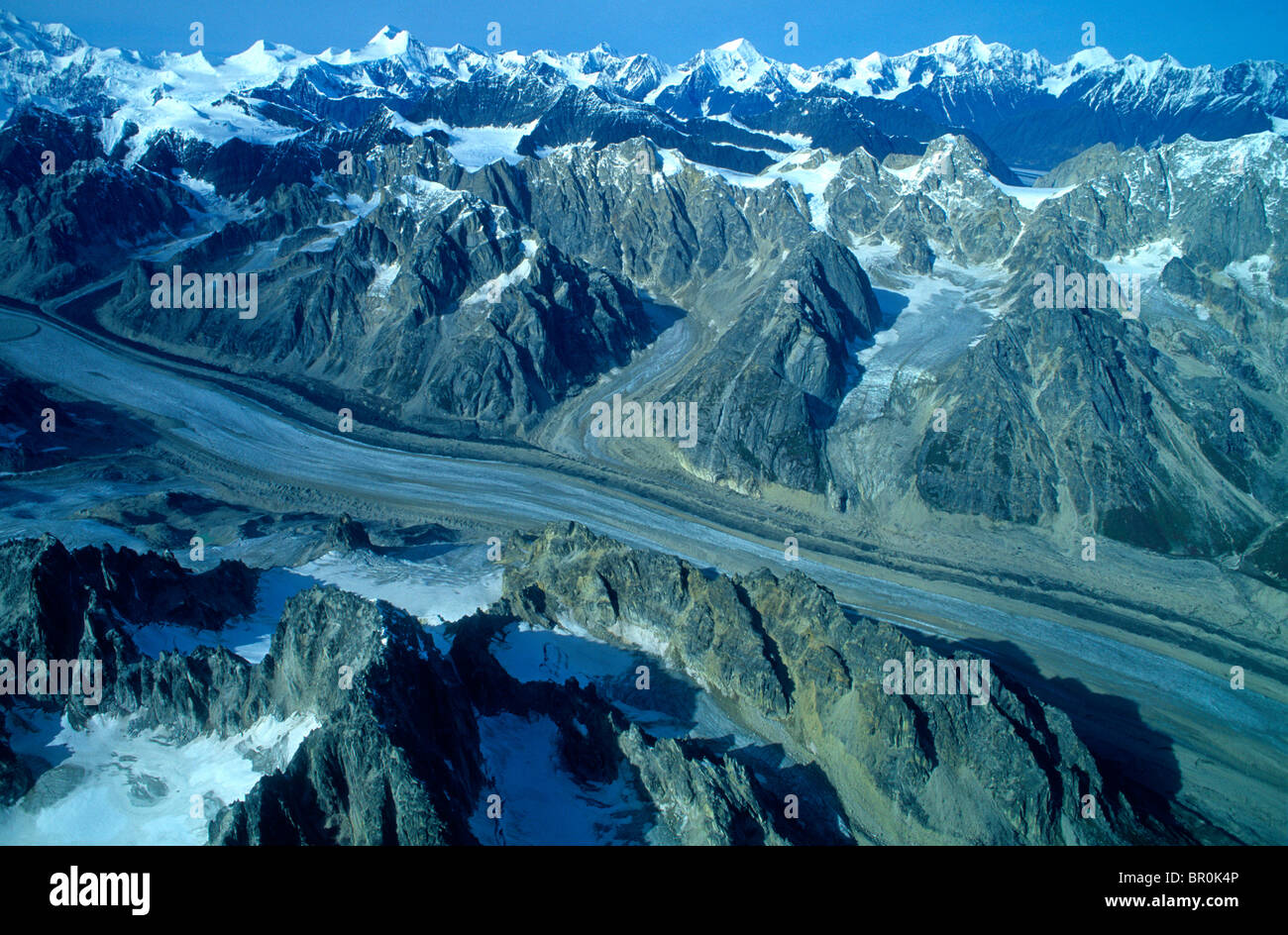 Aerial view of Mount McKinley (Denali) and the Alaska Range, Denali ...