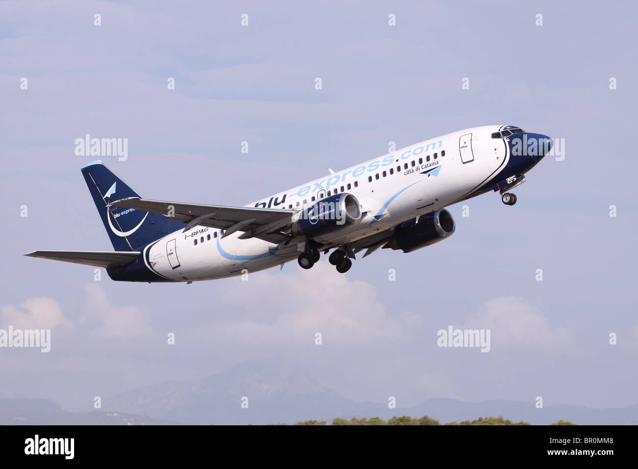 Blu Express airline Boeing 737 taking off from Palma airport Mallorca ...