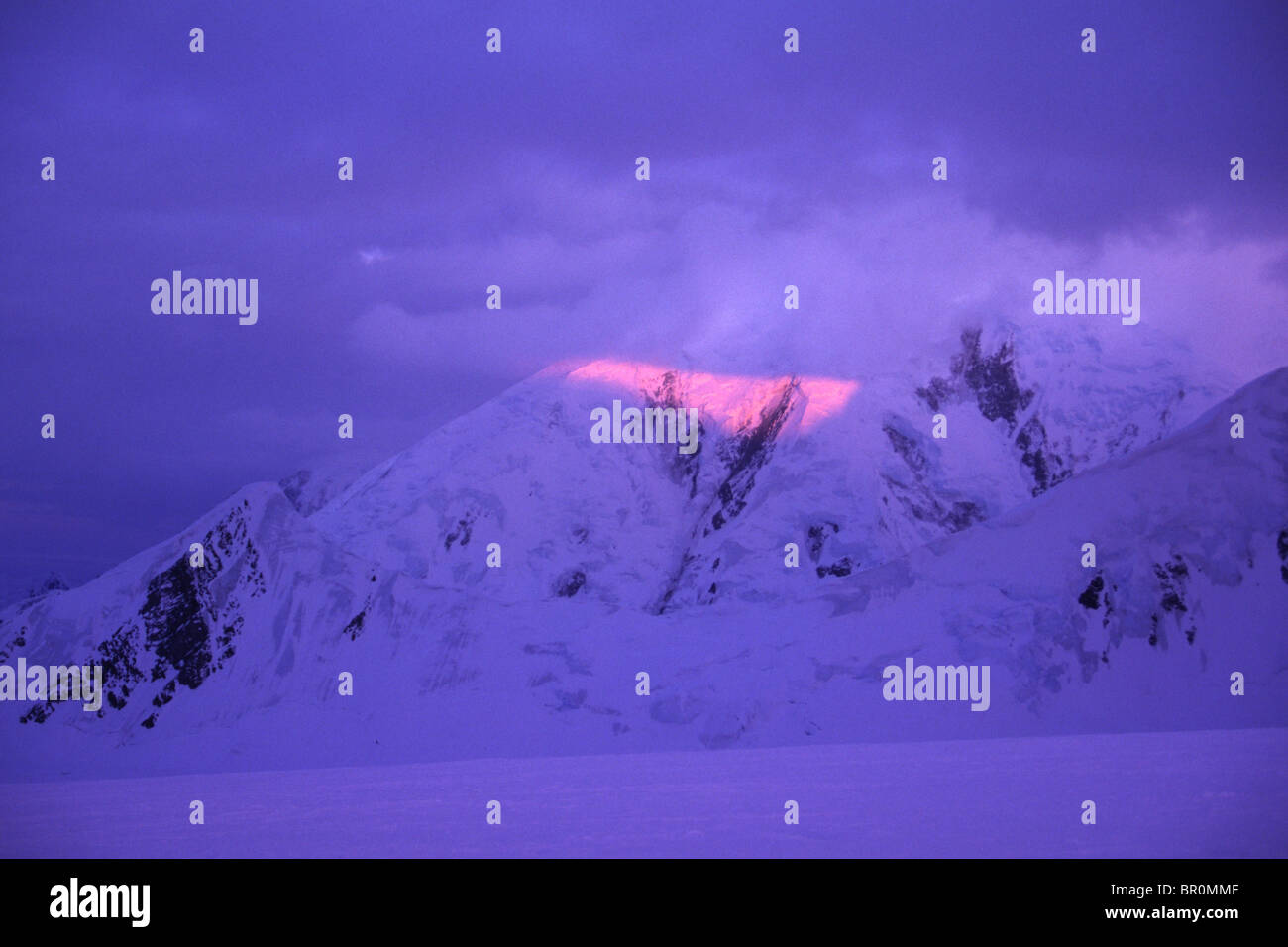 Alpenglow on Mount Crosson in the Alaska Range Stock Photo - Alamy