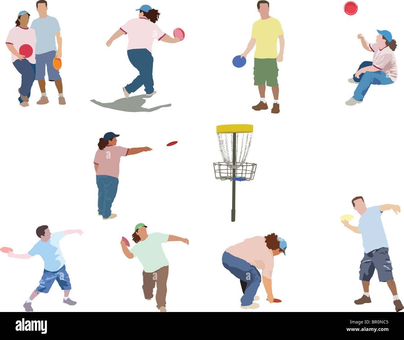 Collection of people playing disc golf Stock Photo - Alamy
