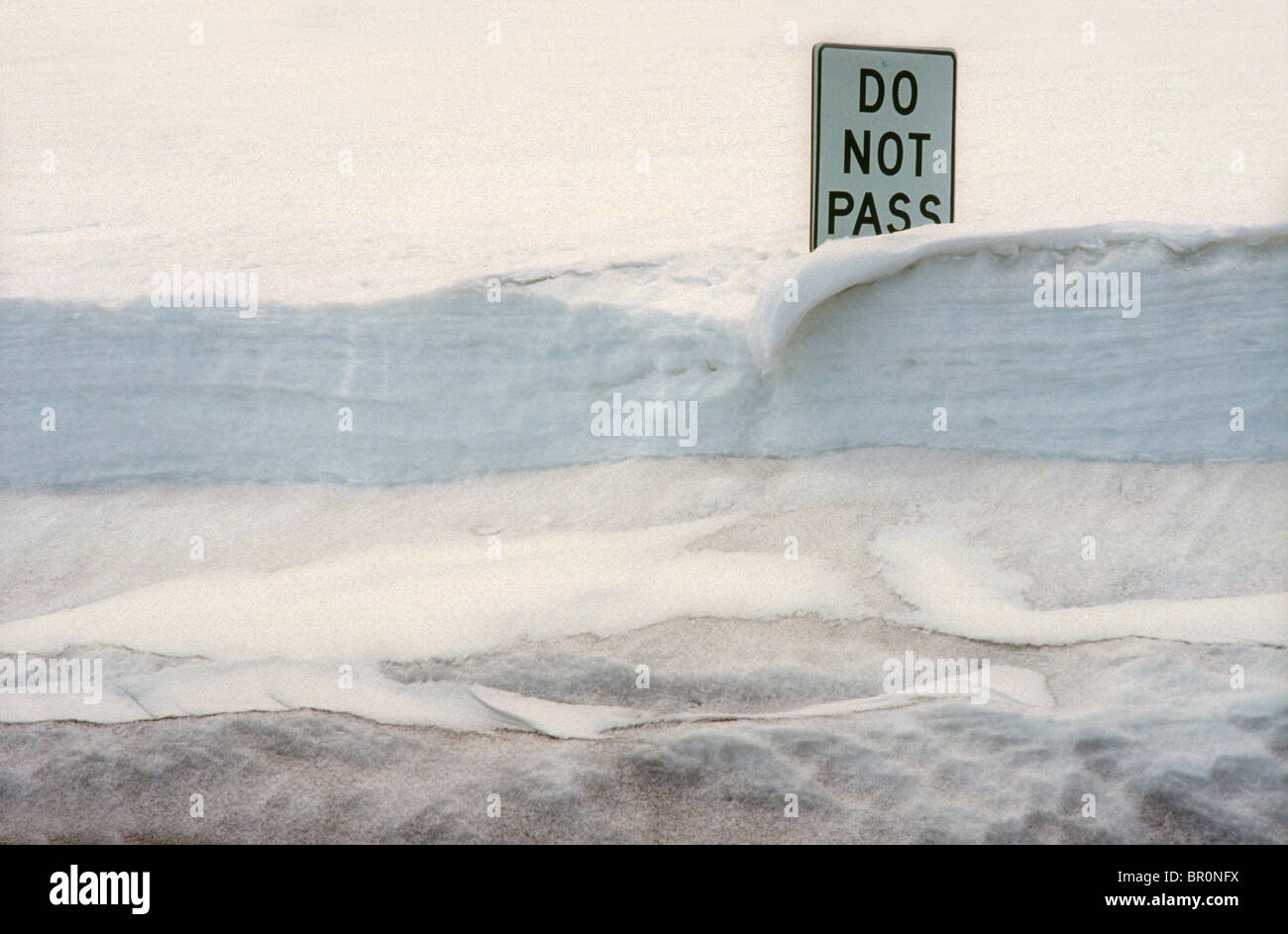 Do Not Pass sign buried in snow Stock Photo - Alamy