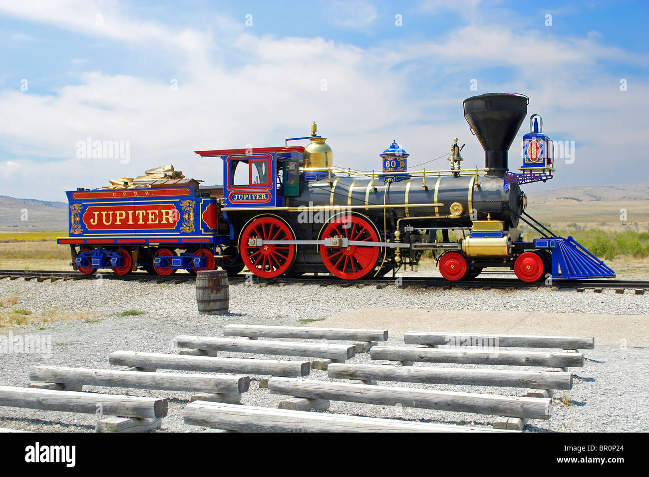 Central Pacific Railroad #60, the Jupiter, sits on the rails at Golden ...
