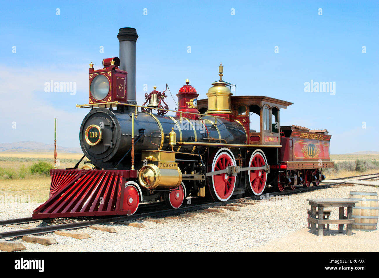Union Pacific Railroad #119 sits on the rails at Golden Spike National ...
