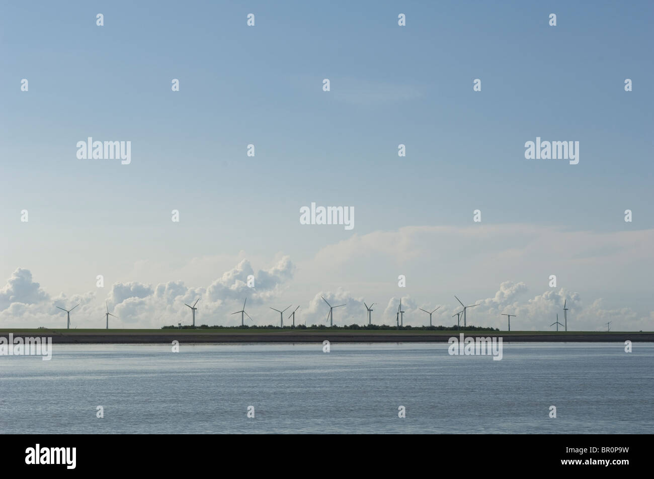 Wadden Sea landscape with wind turbines, Holland Stock Photo - Alamy