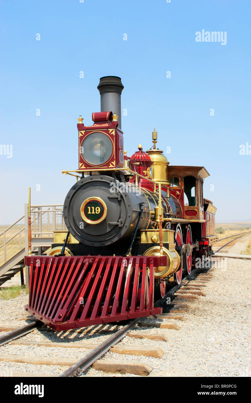 Union Pacific Railroad #119 sits on the rails at Golden Spike National ...