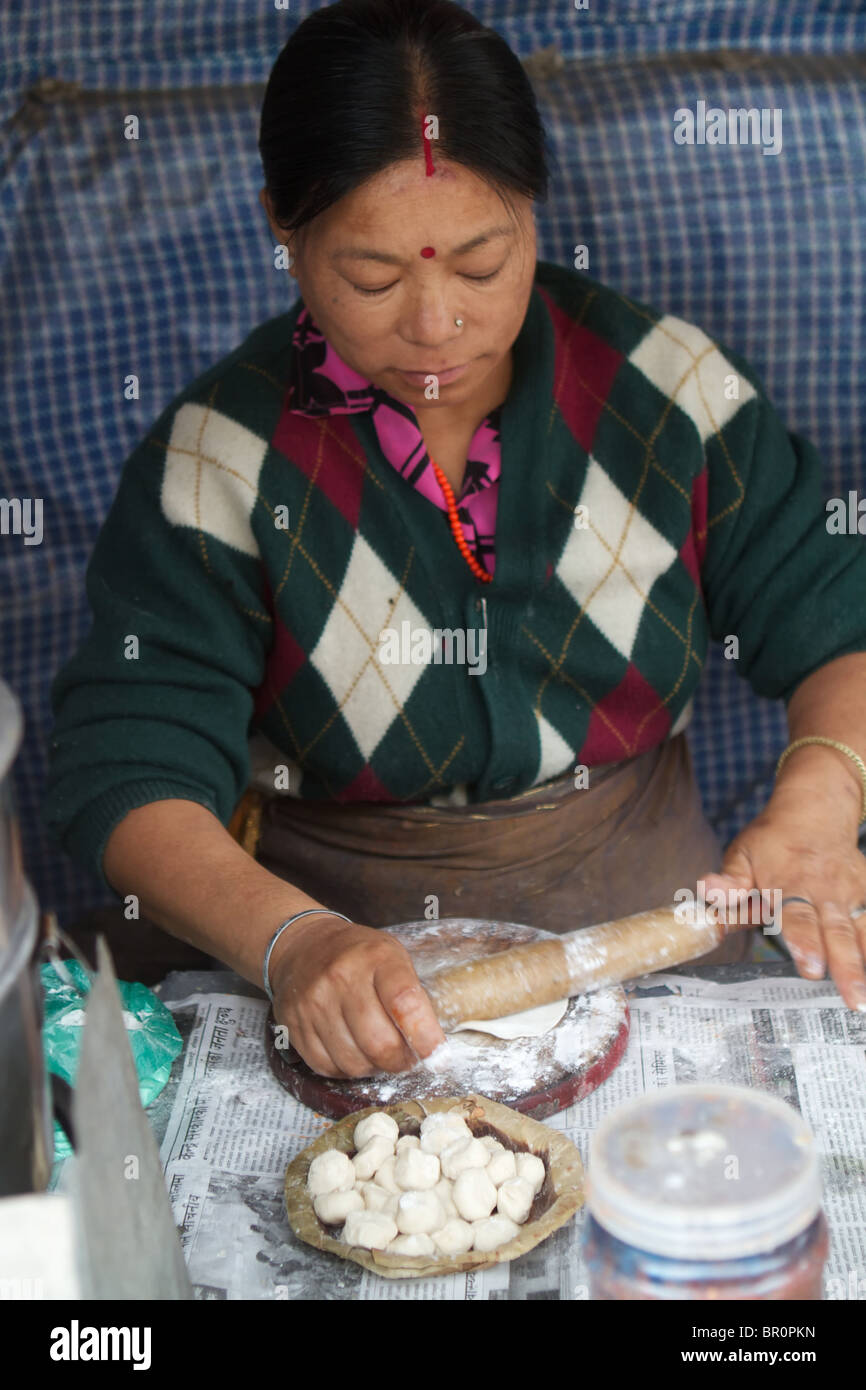 making momo by hand Stock Photo - Alamy