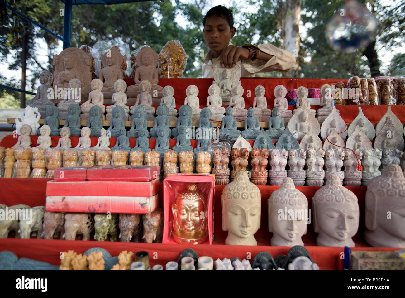 Buddha's statue for sale in a stall, Sarnath, Uttar Pradesh, India ...