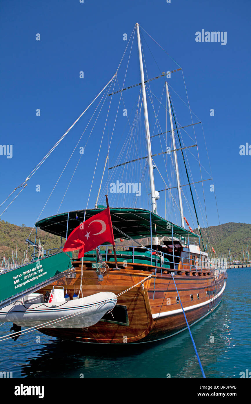 sailing ship at the harbour of Marmaris, Turkish Aegean Sea, Turkey ...
