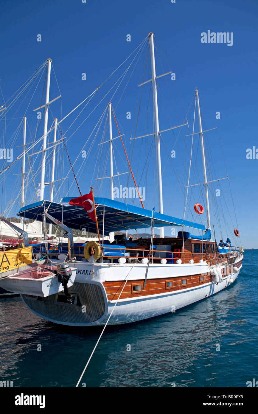 sailing ship at the harbour of Marmaris, Turkish Aegean Sea, Turkey ...