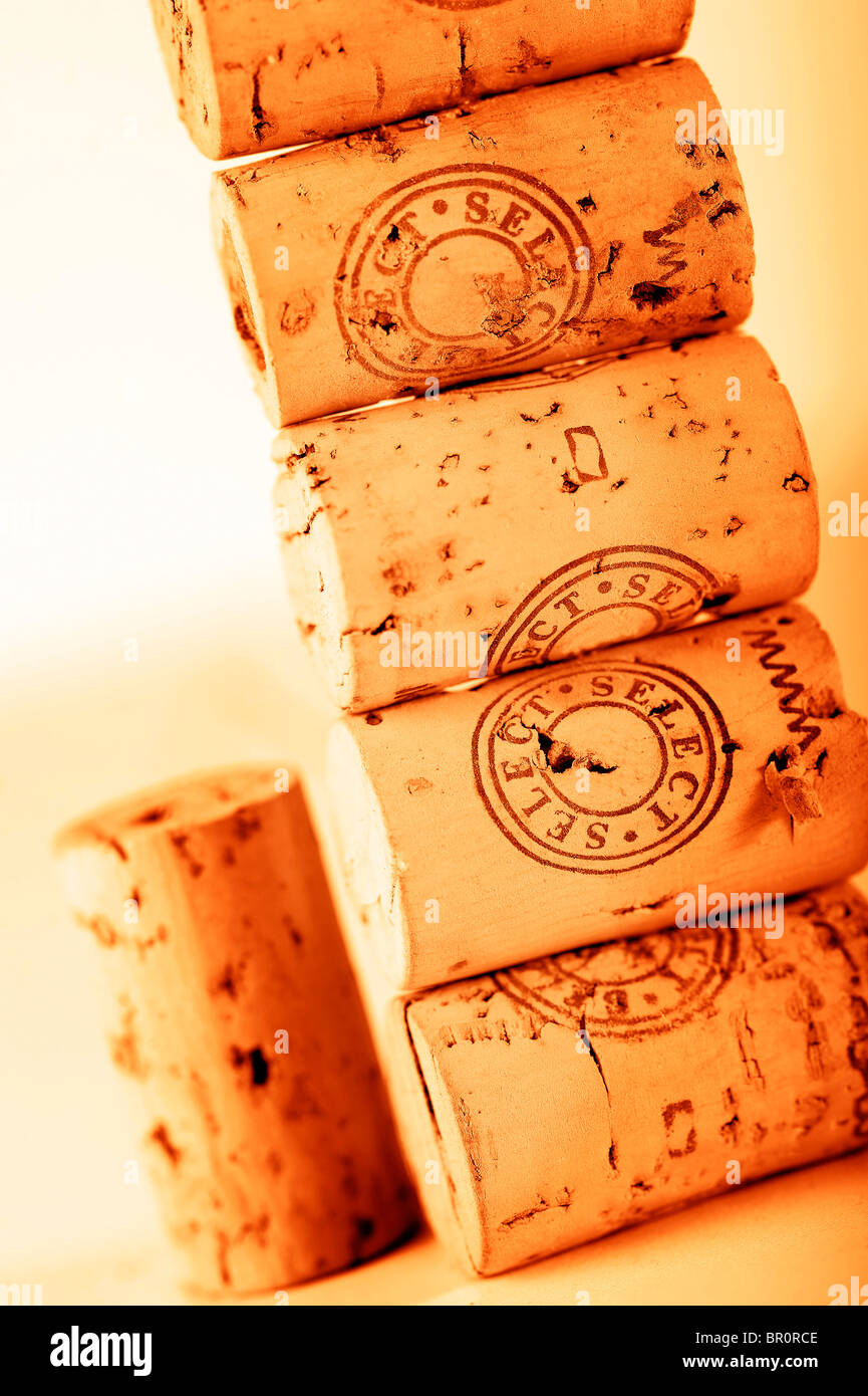 a stack of wine corks at an angle Stock Photo - Alamy