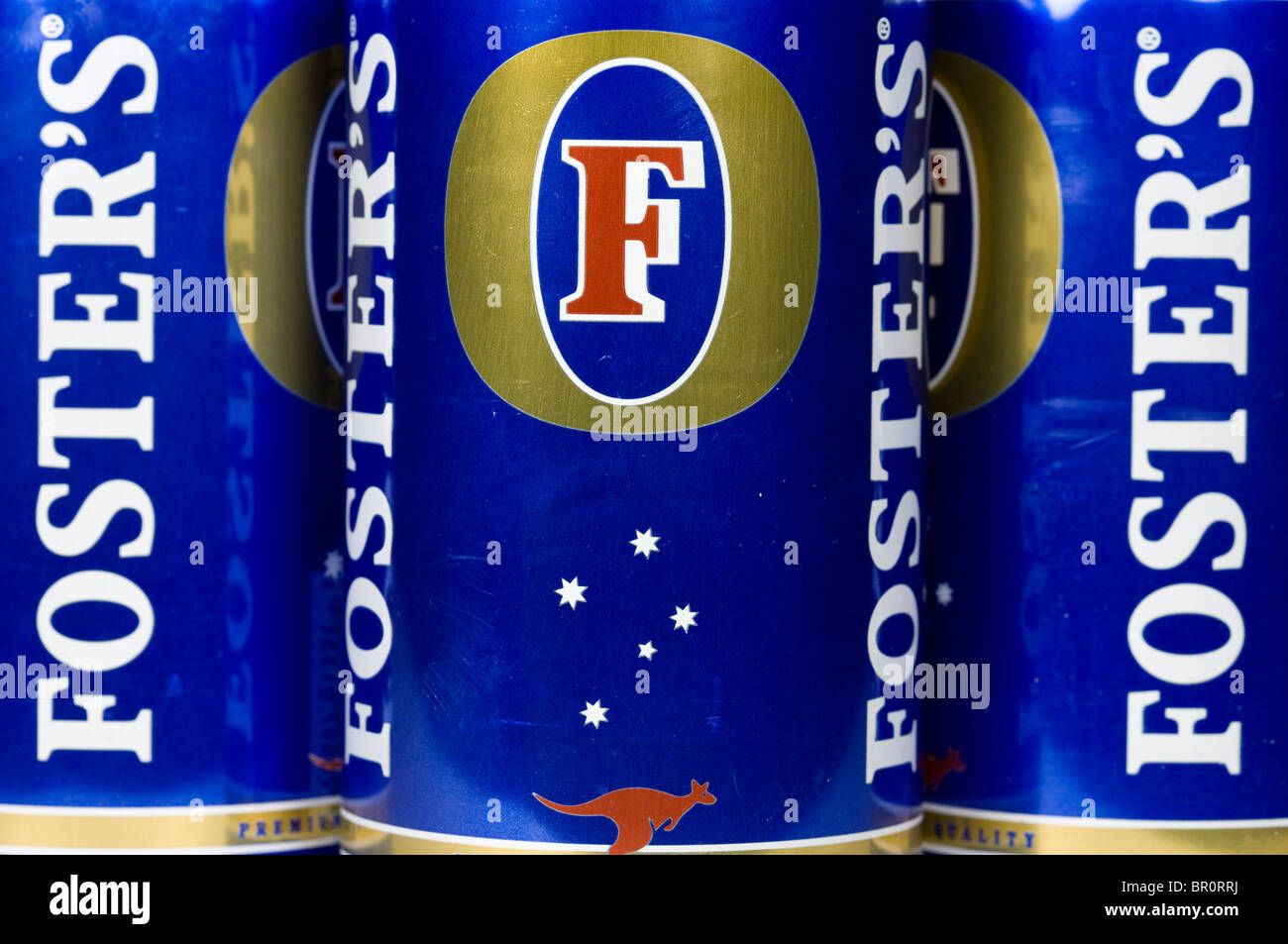 Foster's beer "Oil Cans Stock Photo - Alamy
