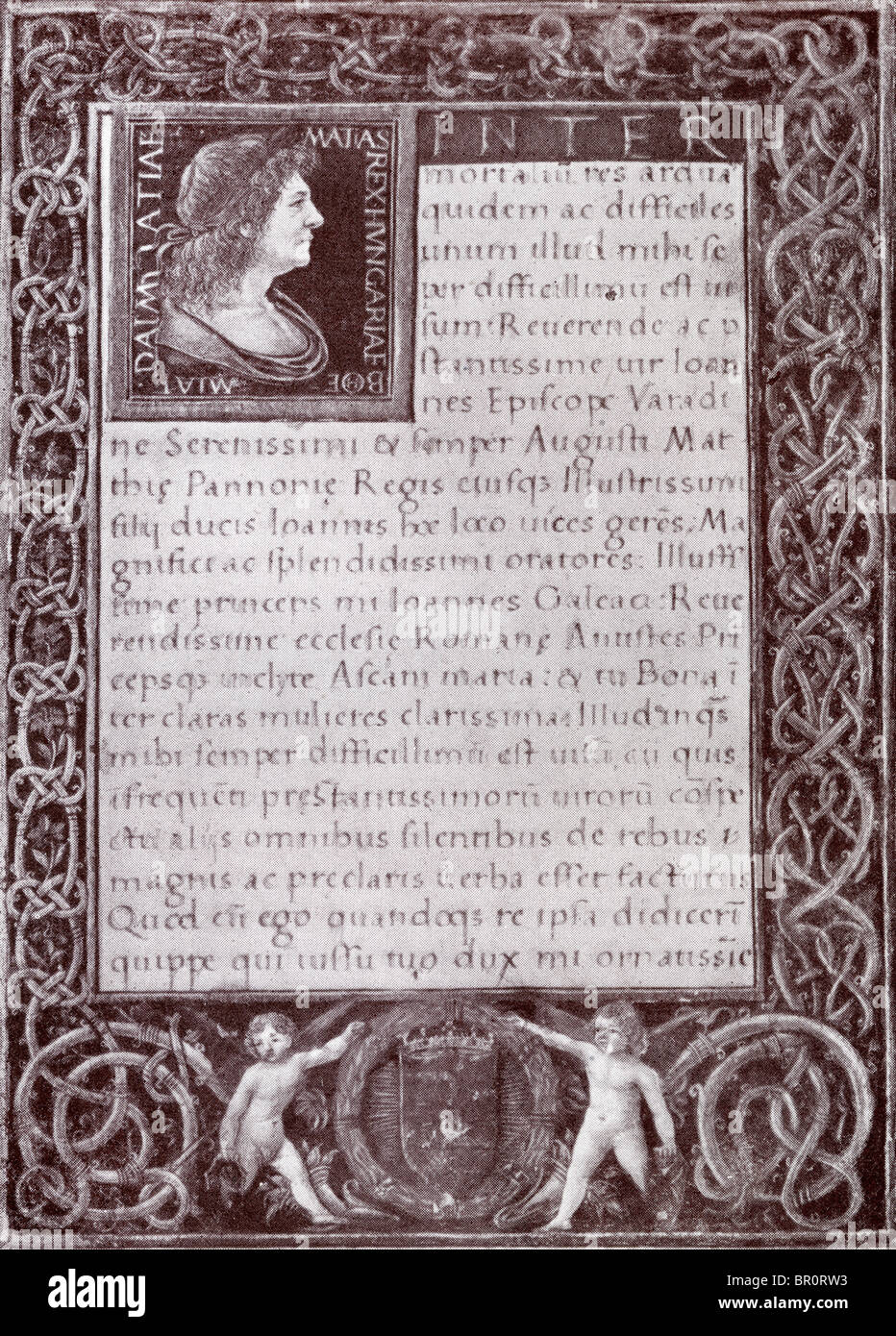 Page of a 15th century book, designed for Matthias Corvinus, King of ...