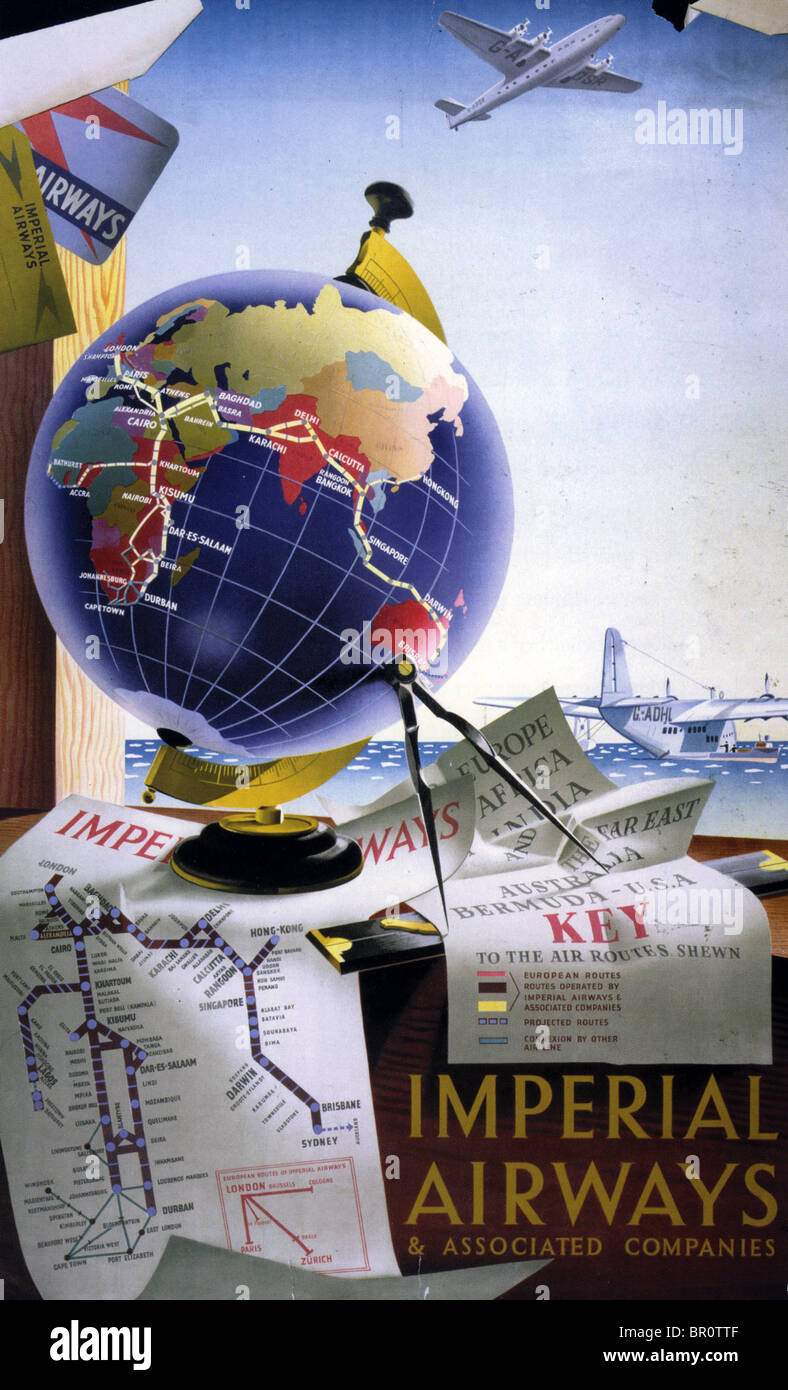 IMPERIAL AIRWAYS poster about 1935 Stock Photo - Alamy