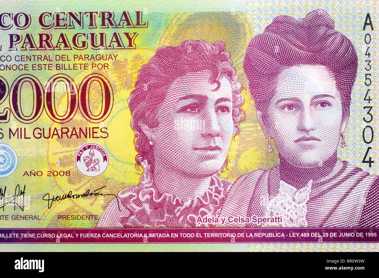 Paraguay 2000 Two Thousand Guaranies Bank Note Stock Photo - Alamy