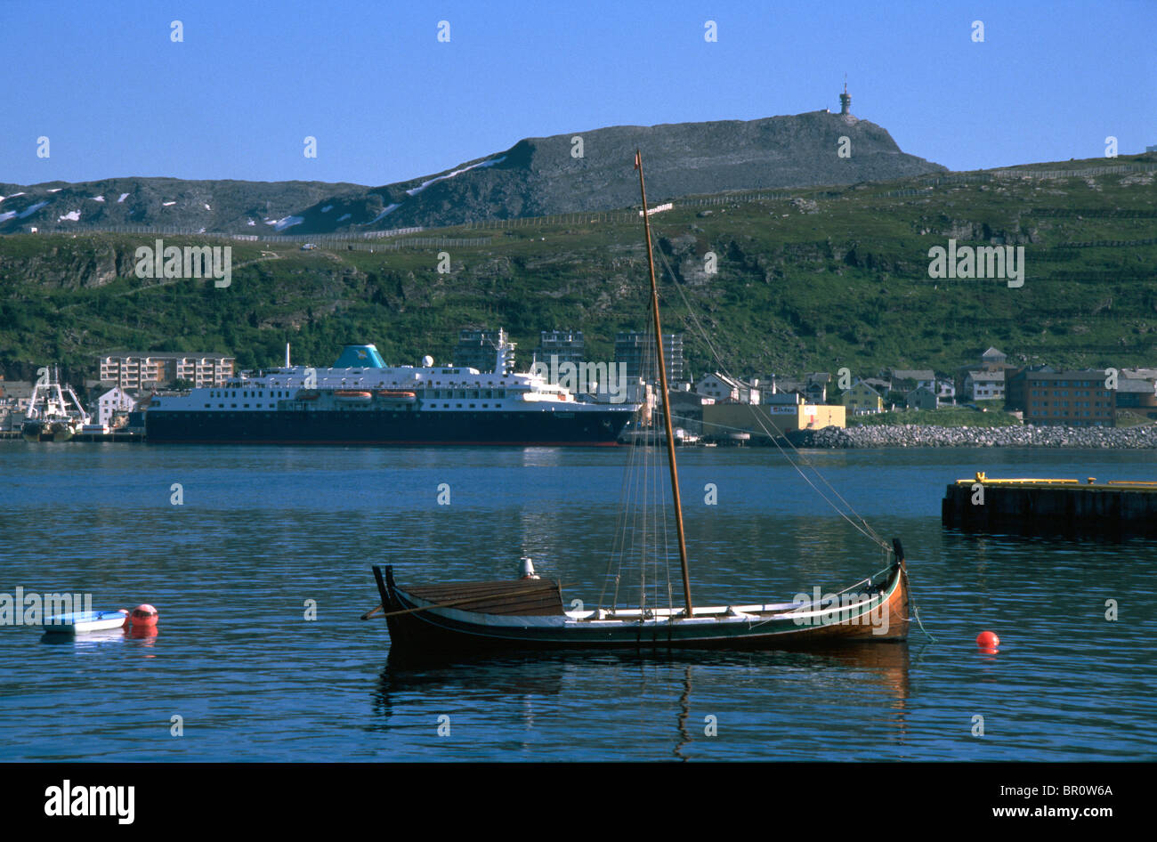 Traditional nordic boat in Hammerfest harbour, Norway Stock Photo - Alamy