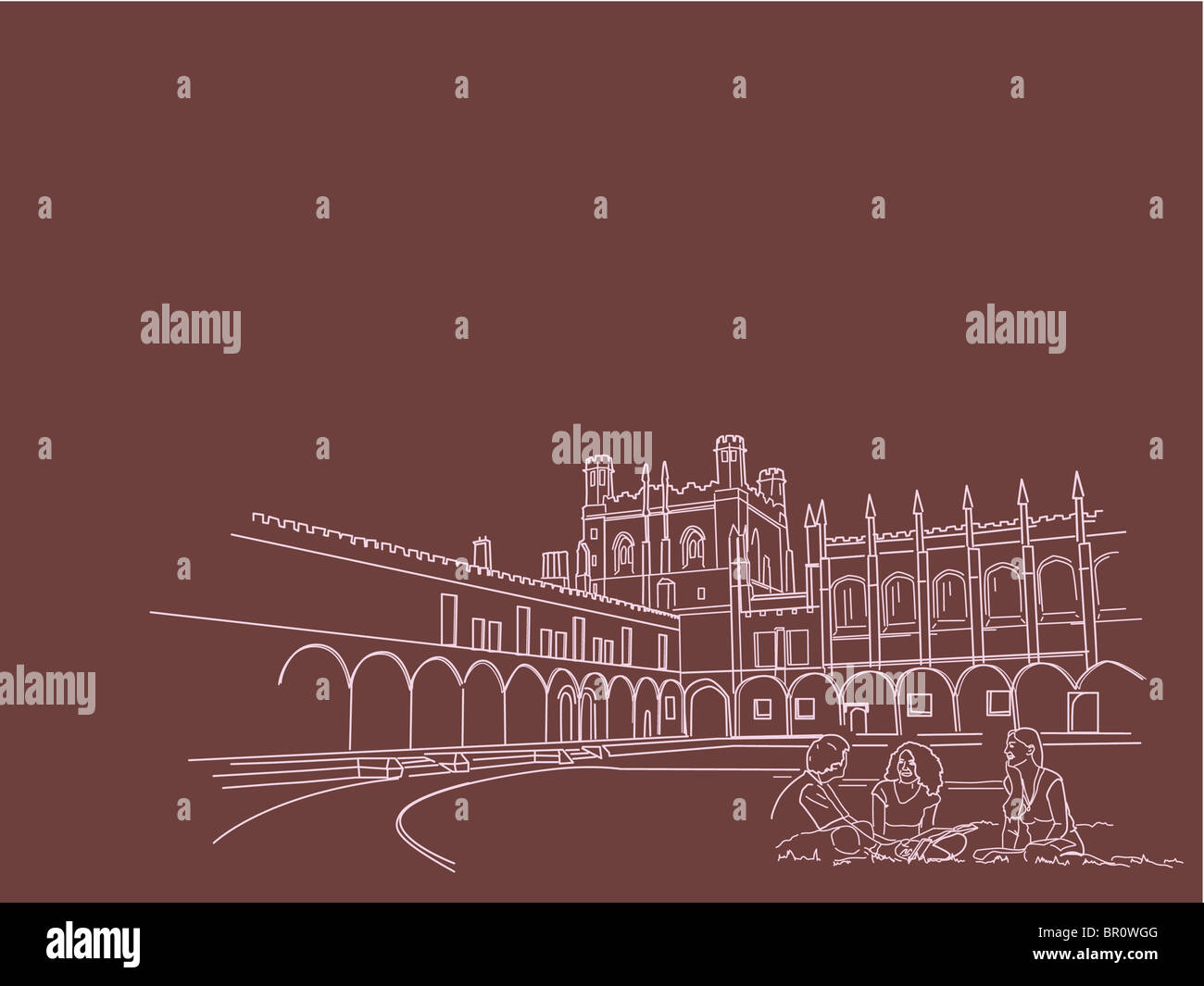 An illustration of a university campus Stock Photo - Alamy