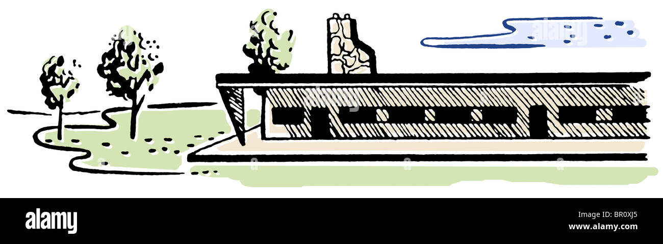 An illustration of a long building Stock Photo - Alamy