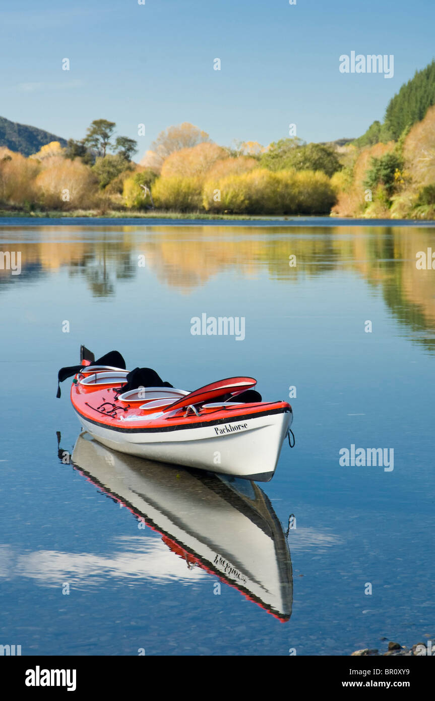 New Zealand, South Island, Marlborough Sounds. Sea kayak in Pelorus ...