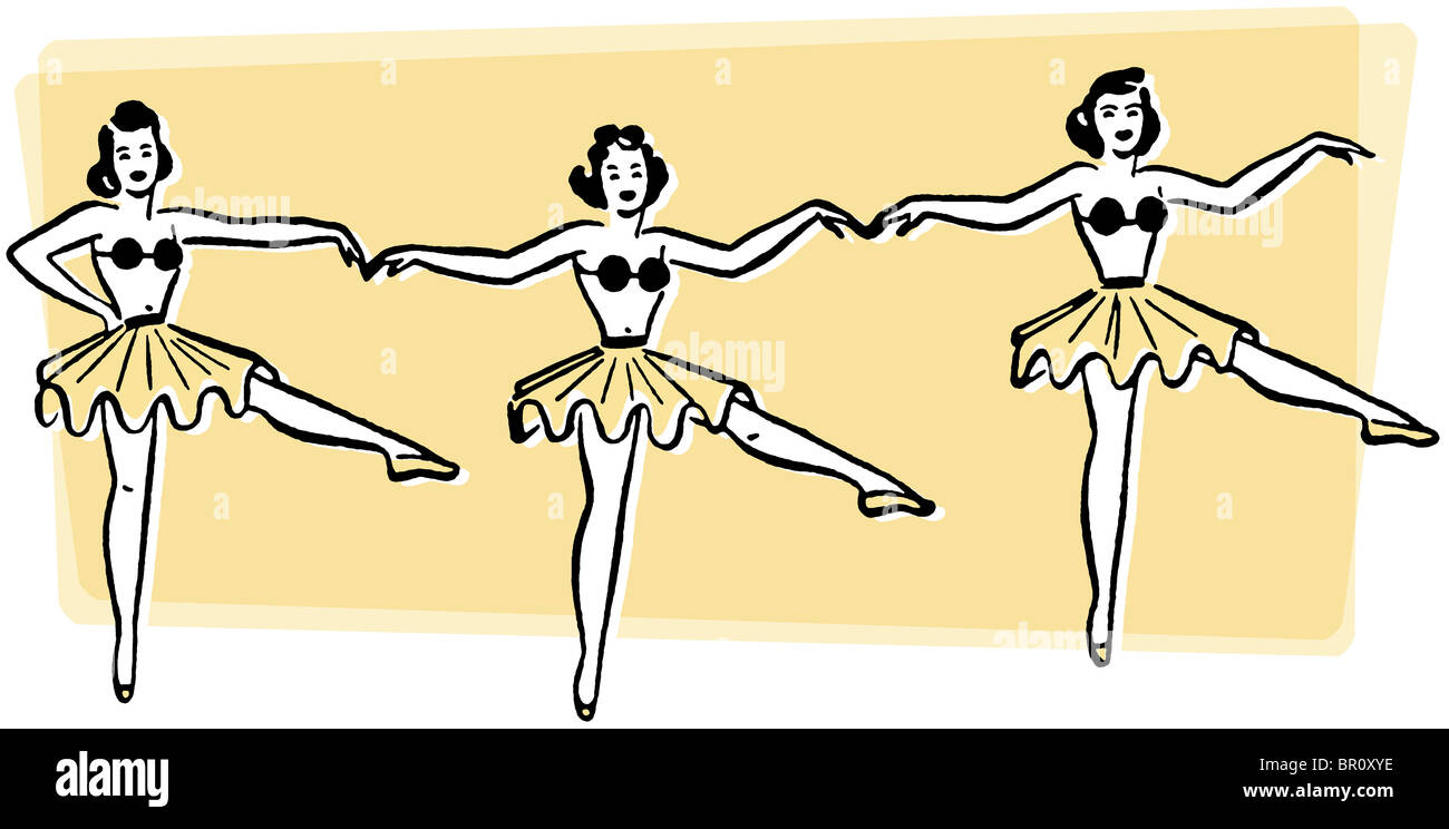 Three ballerinas dancing in a row Stock Photo - Alamy