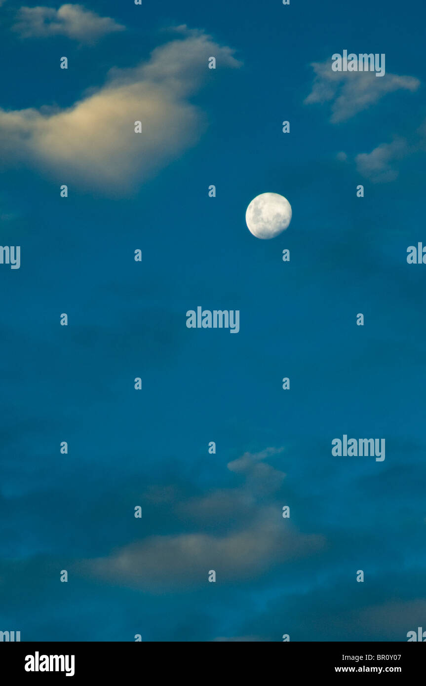 New Zealand, South Island, Potts Range. Waxing moon Stock Photo - Alamy