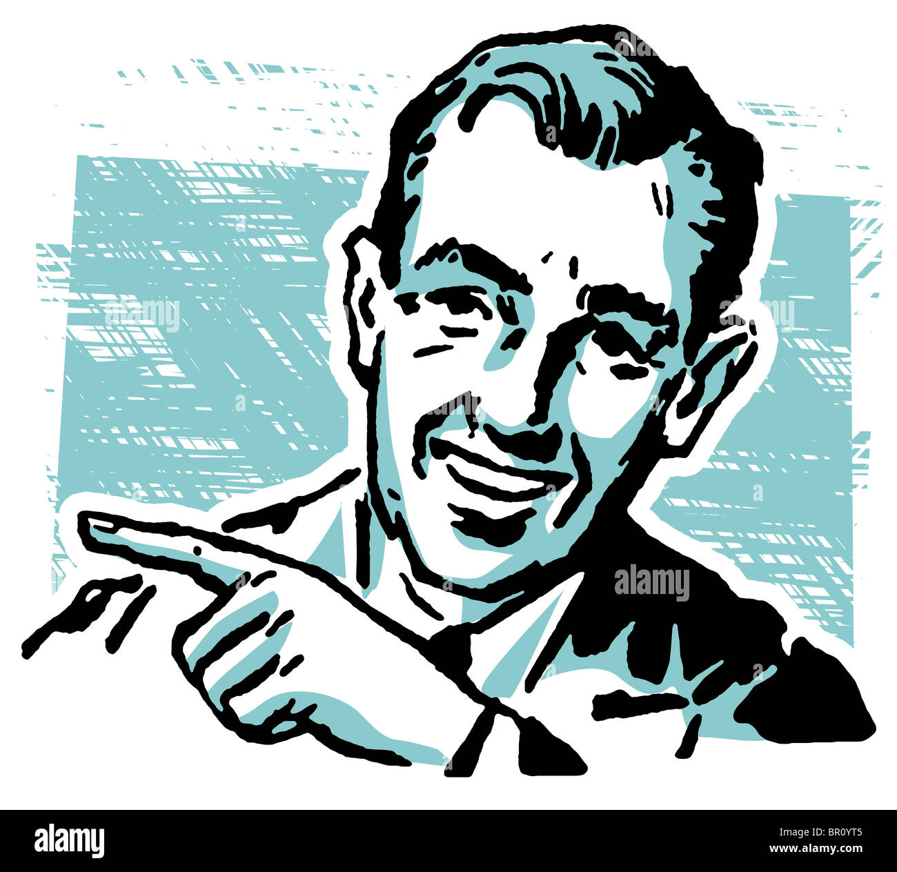 A graphic illustration of a businessman pointing to the left Stock ...