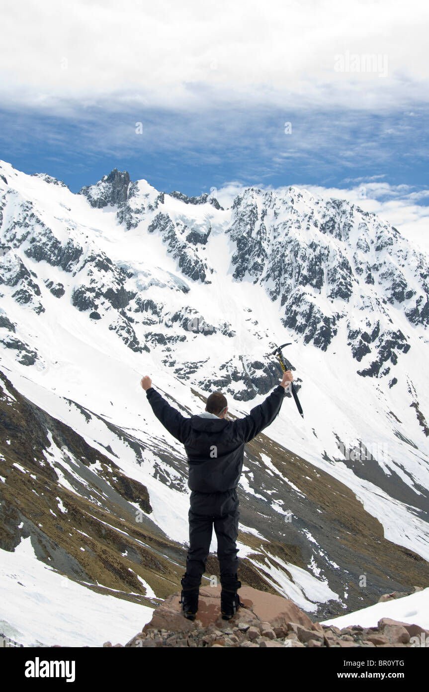 New Zealand, South Island, Arrowsmith Range. NOLS student W. Forrest ...