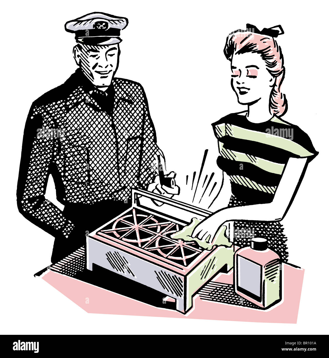 Retro woman cleaning hi-res stock photography and images - Alamy