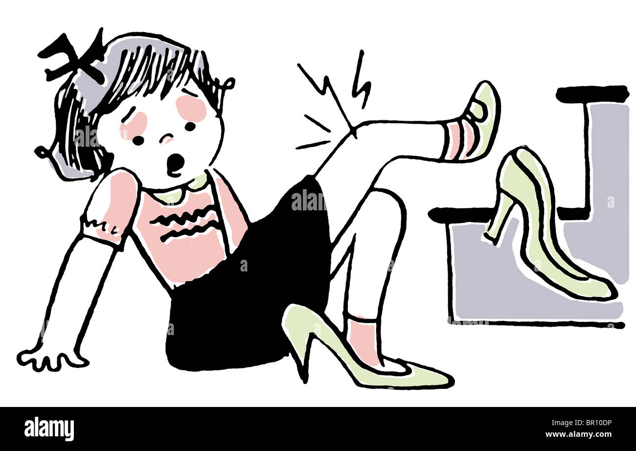 A young girl has fallen over playing in he mothers high heels Stock ...
