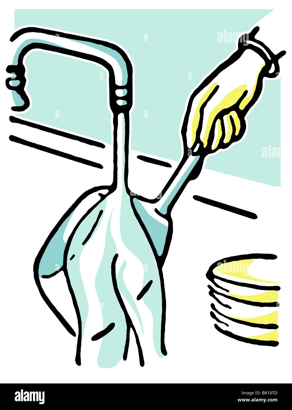 Retro hand washing at sink hi-res stock photography and images - Alamy