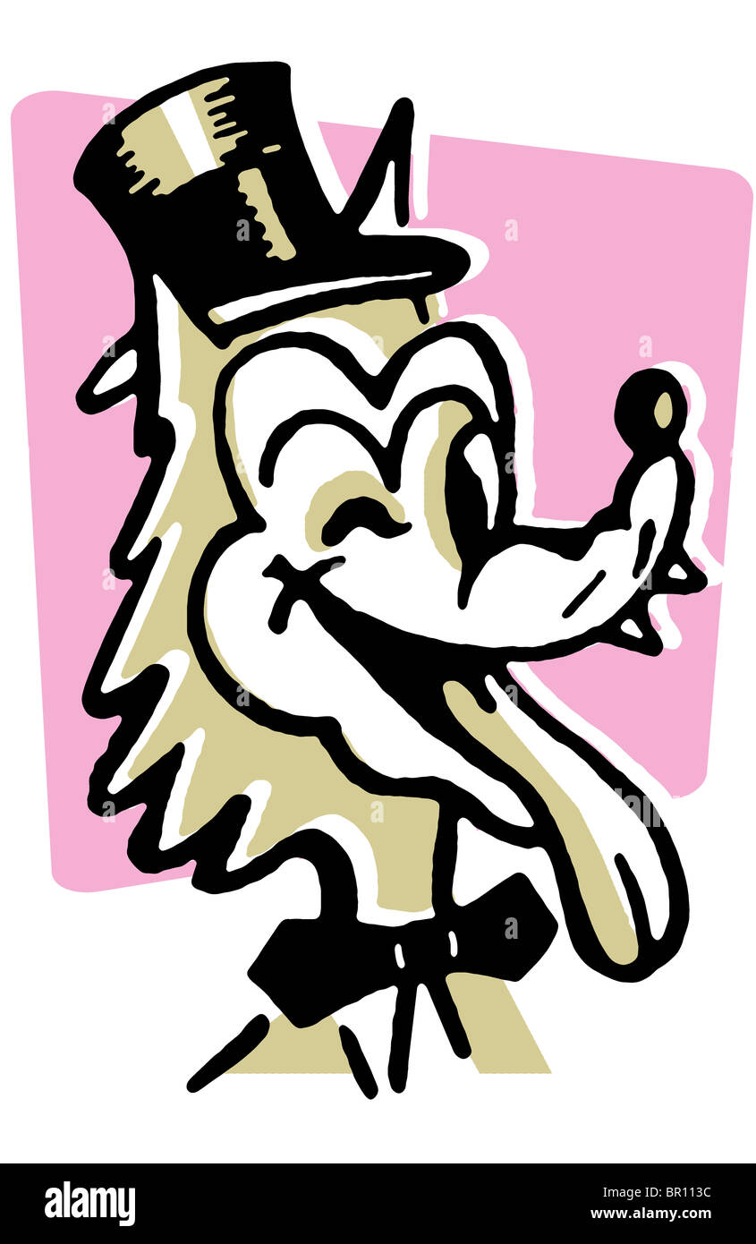 A winking wolf wearing a top hat Stock Photo - Alamy