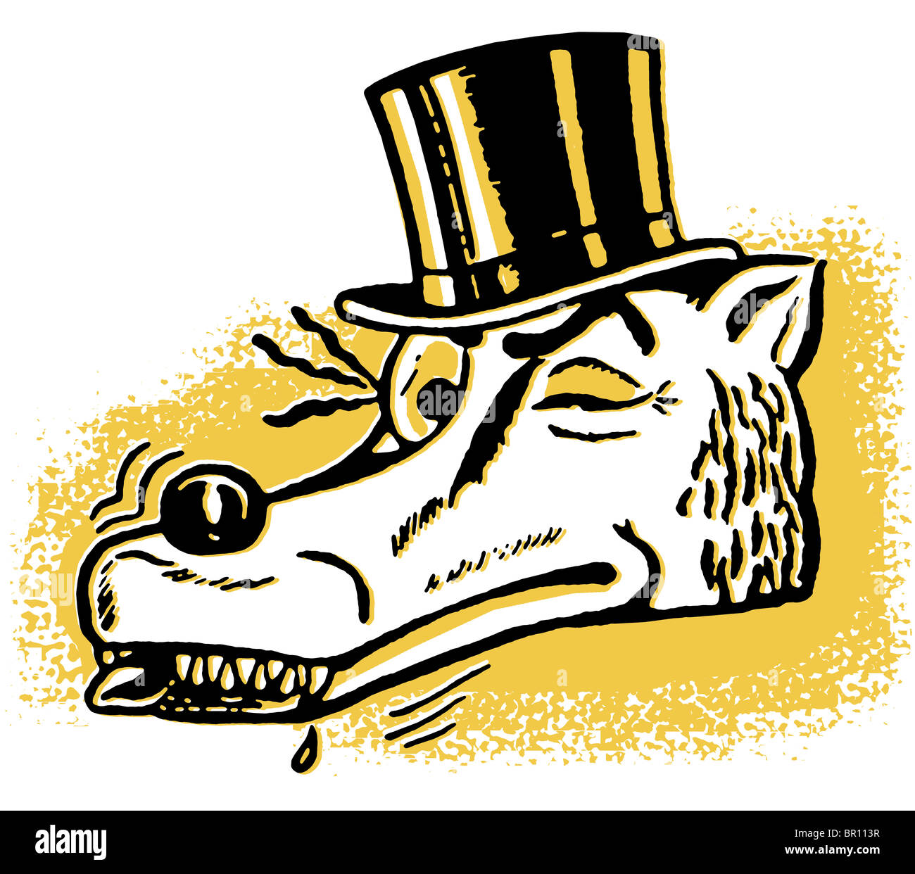 A winking wolf wearing a top hat Stock Photo - Alamy