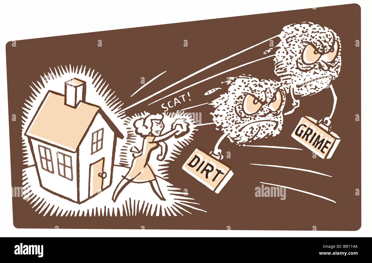 A woman removing dirt and grime furiously from her home Stock Photo - Alamy