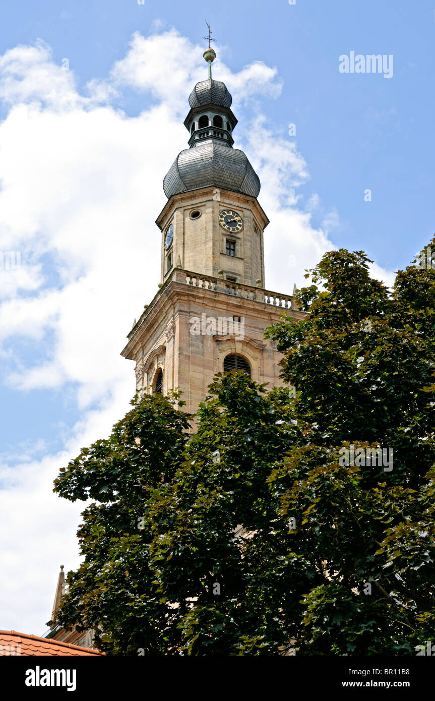 Church Tower, Erlangen old town (Altstadt), Franconia, Bavaria, Germany ...