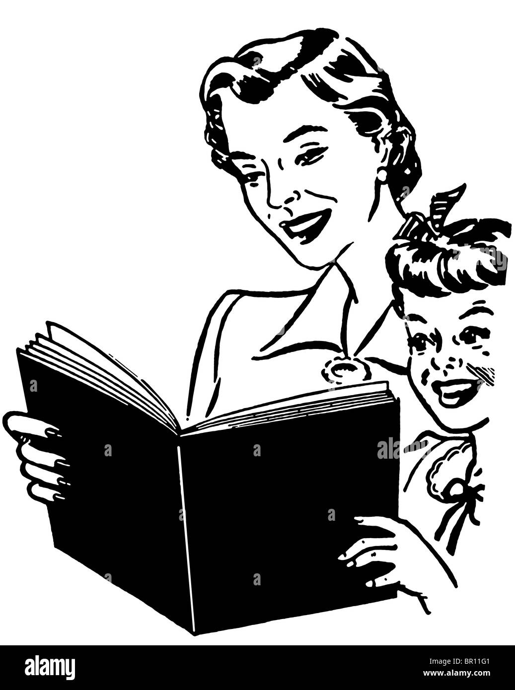 Parent child reading together Cut Out Stock Images & Pictures - Alamy