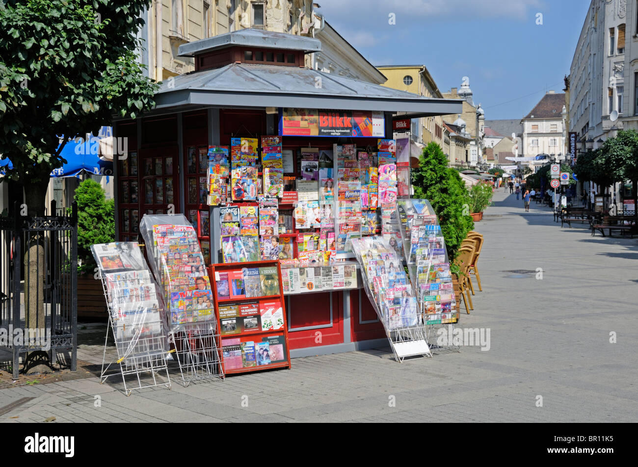 Gyor, W Transdanubia, Hungary. Magazine kiosk Stock Photo - Alamy