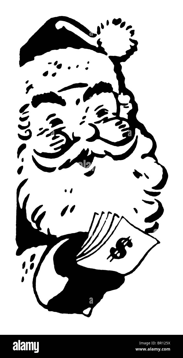 Christmas santa hat traditional Black and White Stock Photos & Images ...