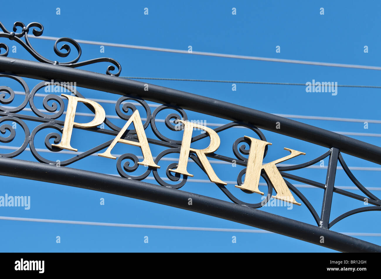 Sign above a park Stock Photo - Alamy