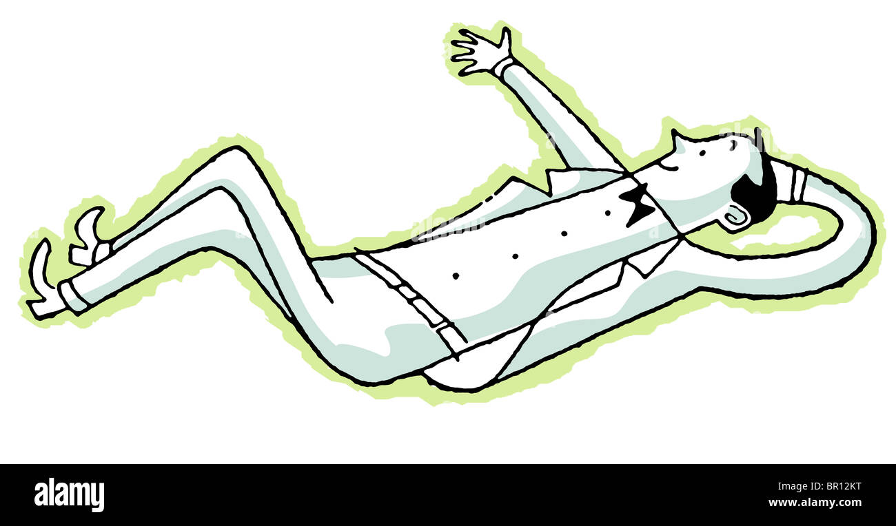 A cartoon style drawing of a man kicking back and relaxing Stock Photo ...