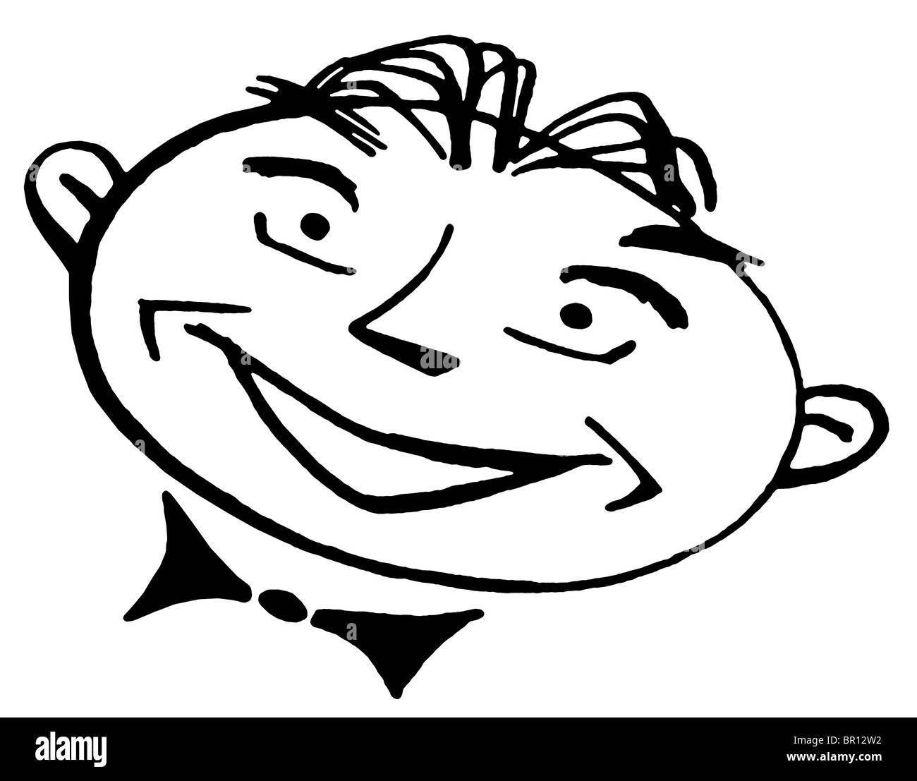A black and white version of a cartoon style portrait of a man Stock ...