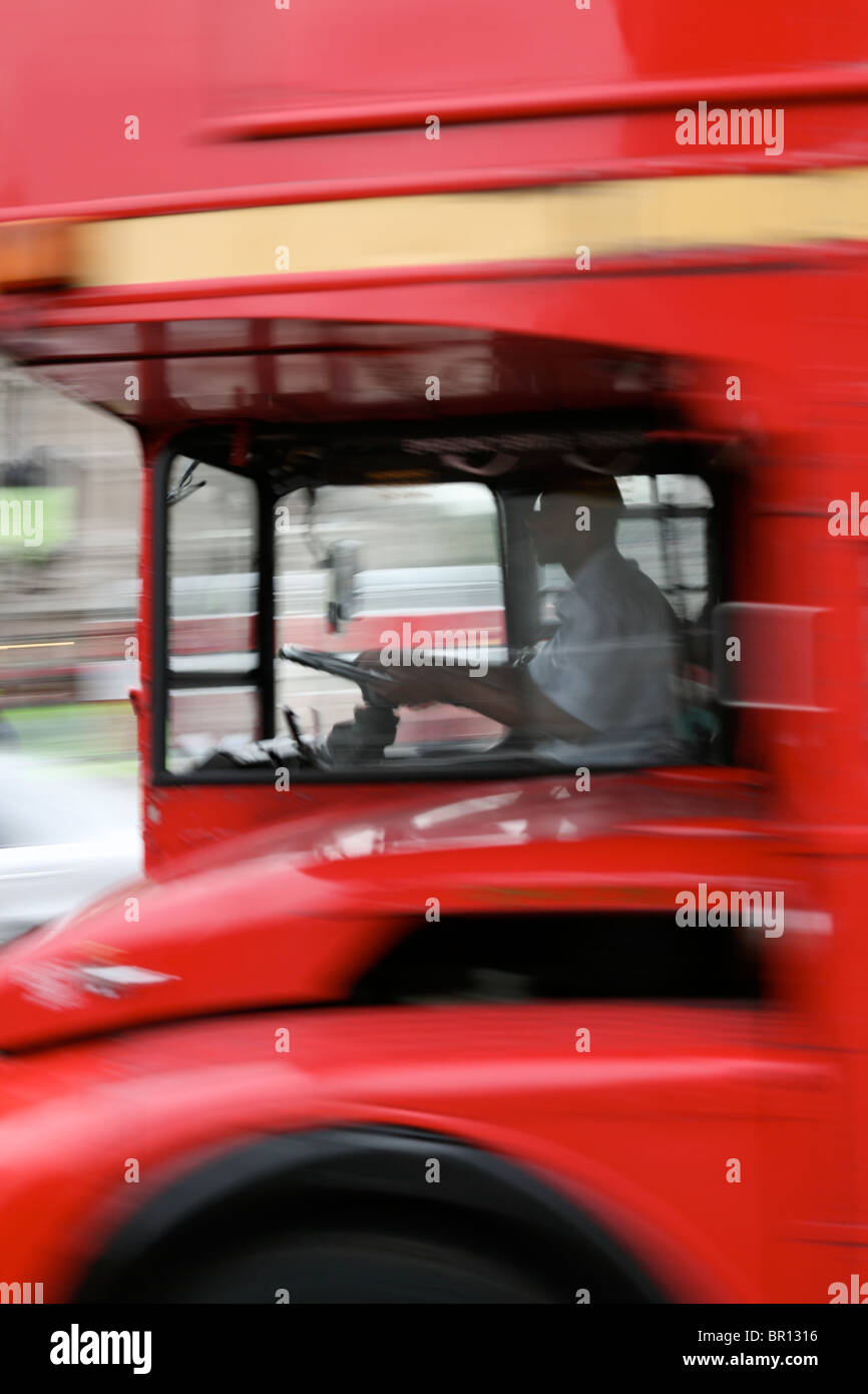 London routemaster bus on the move Stock Photo - Alamy